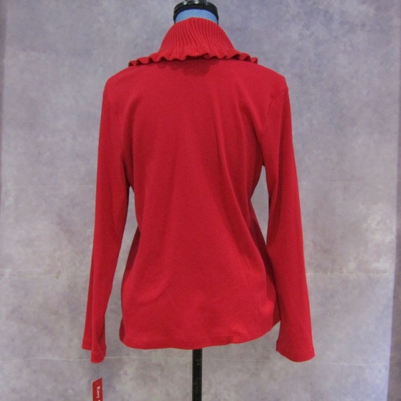 Rafaella | Sweaters | New Rafaella Petite Red Ruffled Cowl Neck Sweater ...